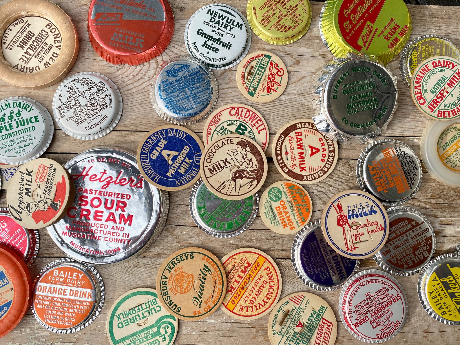 50 Vintage Milk Soft Drink Caps Cream Cap Lot 1940s 1950s - Etsy