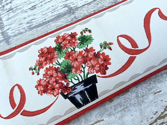 Vintage Geranium Wallpaper Border 1940s 1950s Wall Paper 12 | Etsy