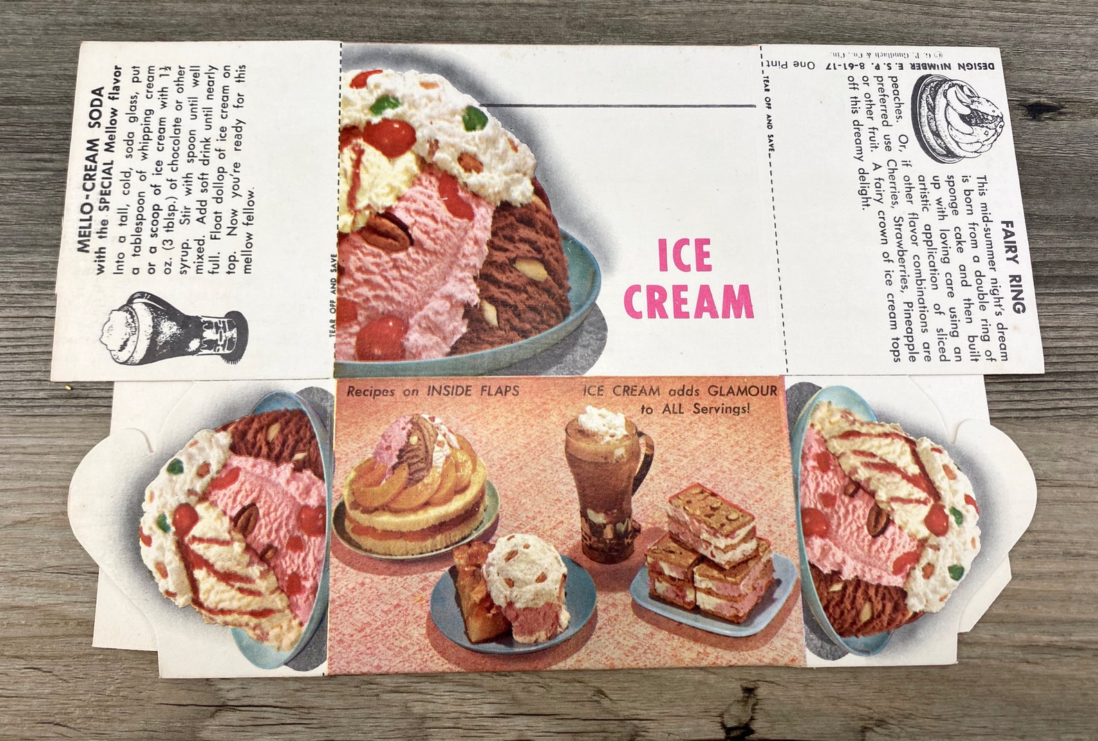 1960s Ice Cream Pint Box Vintage Carton Multi Flavor Stock - Etsy