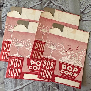4 Vintage 1960s Popcorn Boxes Retro Movie Theater Drive in Snack Box ...