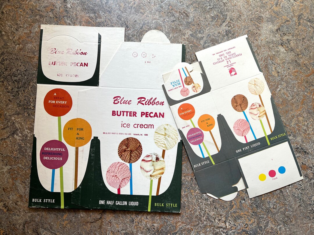 SALE 2 Vintage 1960s Blue Ribbon Ice Cream Cartons AS IS Retro - Etsy