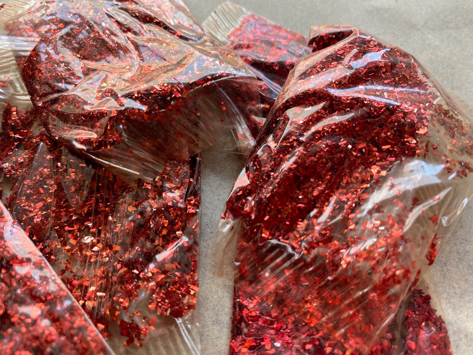 25 Vintage 1960s RED Glitter Packets Retro Flakes for Crafting or ...