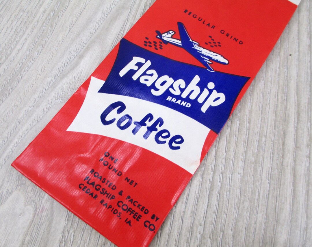 SALE 1950s Airplane Coffee Bag Vintage Retro Flagship Advertising Retro ...