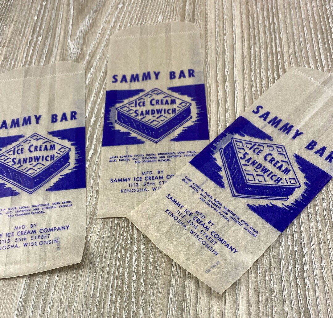 3 Vintage 1950s Sammy Ice Cream Sandwich Bars Wrappers Retro Bag Lot ...
