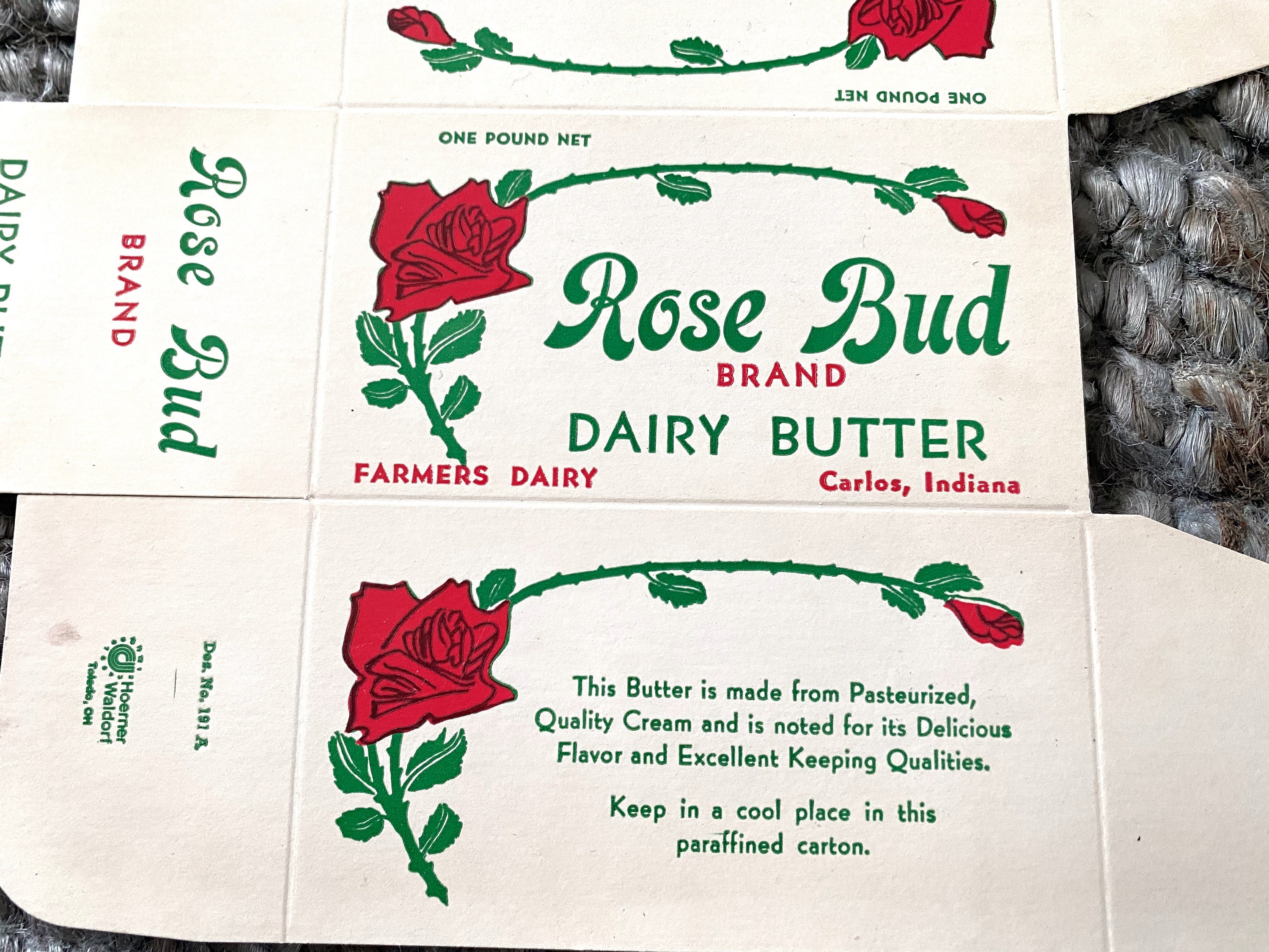 1950s Vintage Butter Box Rose Bud One Pound Advertising Packaging Roses ...