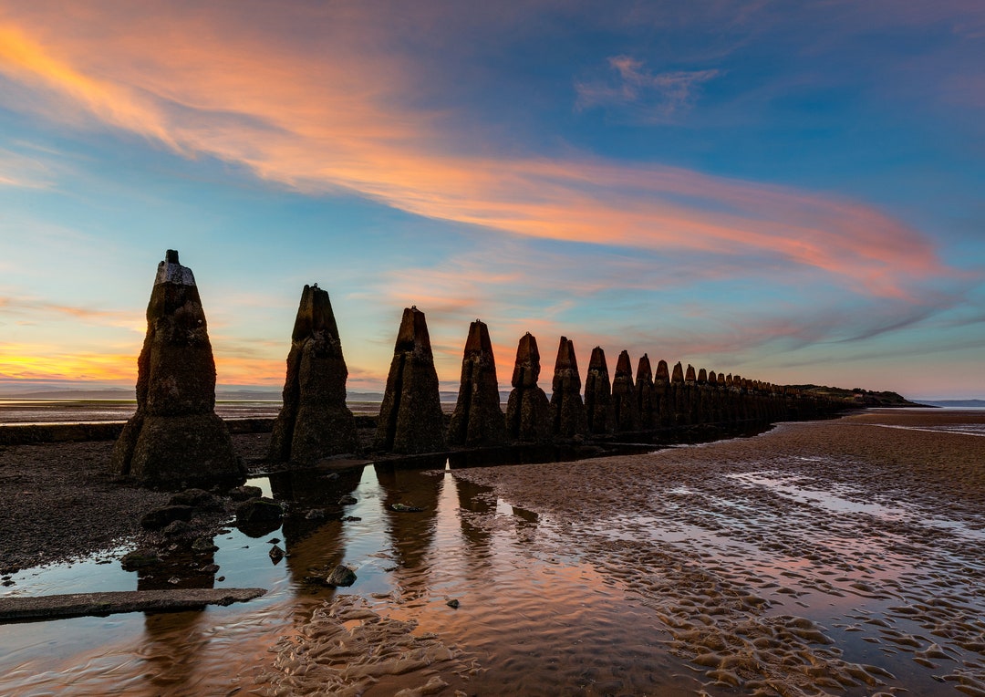 Cramond Beach Digital Download WW2 Sea Defences at Sunset - Etsy