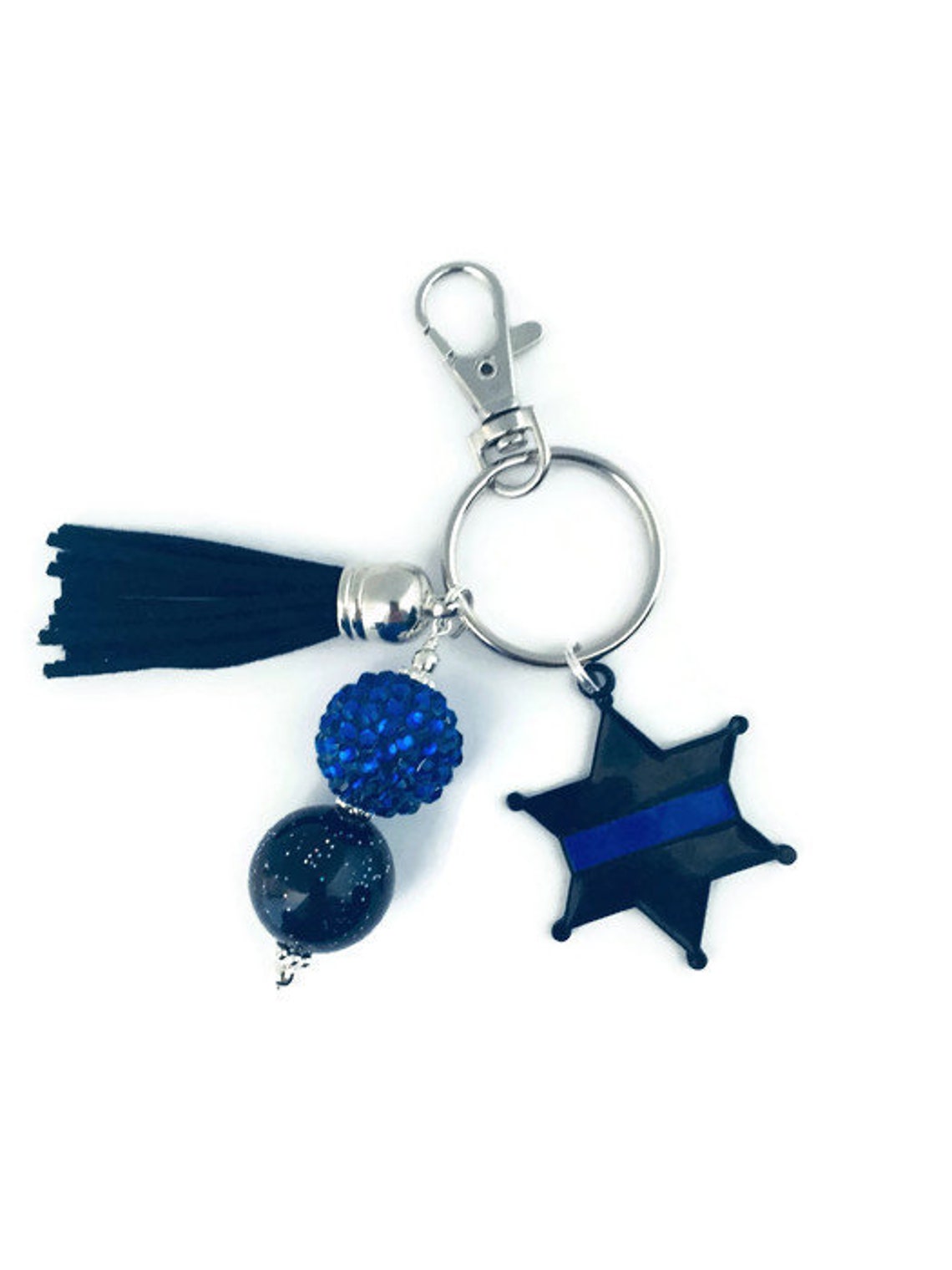 Police Key Chain Police Badge Key Chain Thin Blue Line Key - Etsy