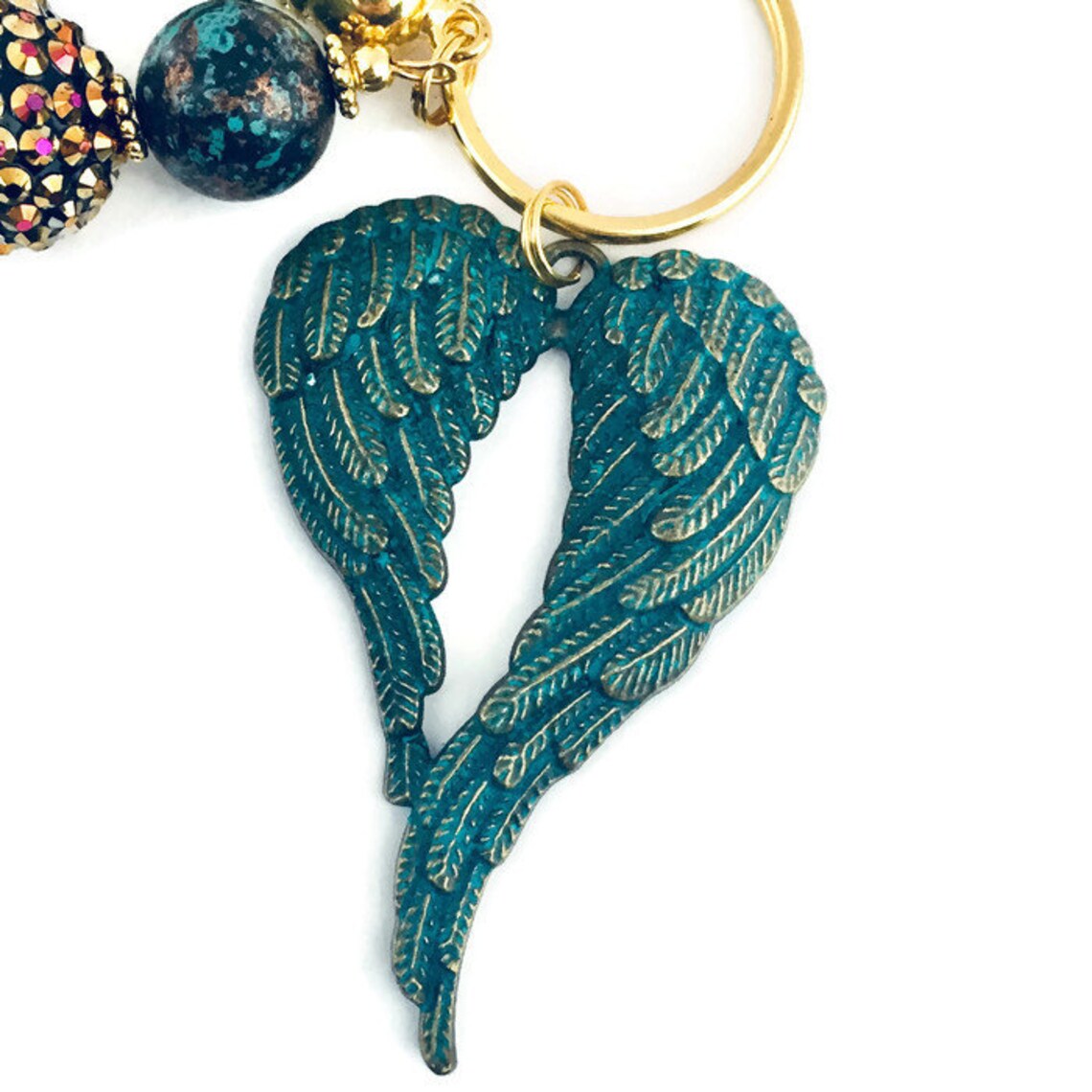 Angel Wings Key Chain Wing Key Chain Patina Wing Key Chain | Etsy