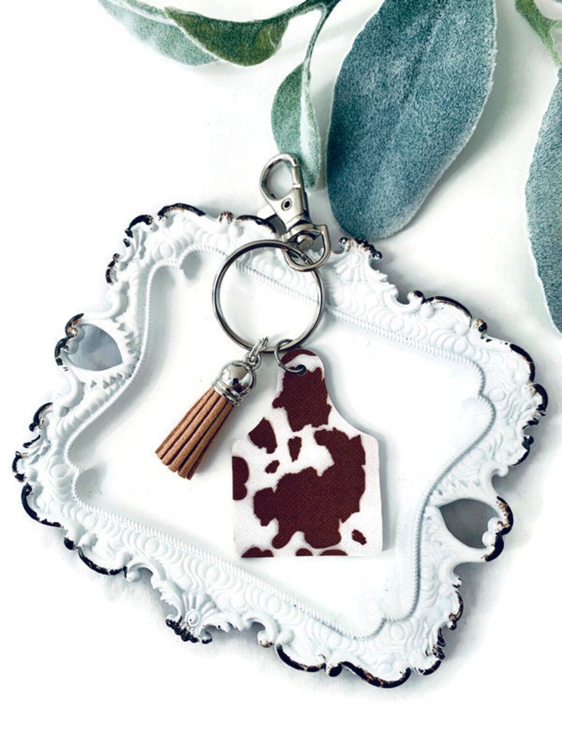 Cow Tag Key Chain Stockshow Key Chain Cow Print Key Chain | Etsy