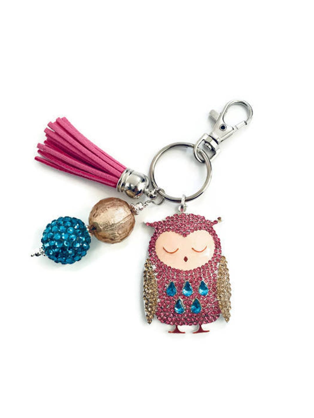 Owl Key Chain Sleepy Owl Key Chain Owl Keychain Owl Key - Etsy