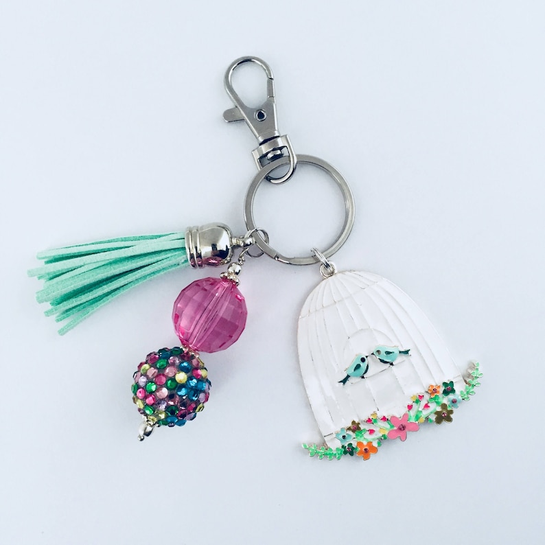 Bird Cage Key Chain Love Birds Key Chain Bird Key Chain - Etsy