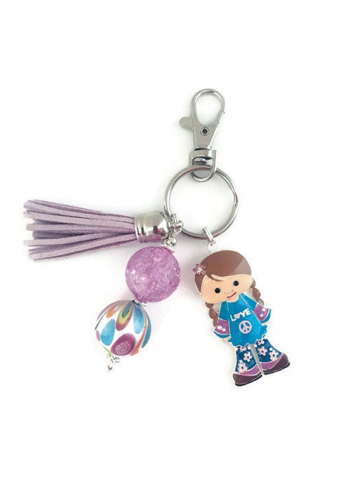 Groovy Girl Key Chain Hippie Chick Key Chain Boho Key Chain | Etsy