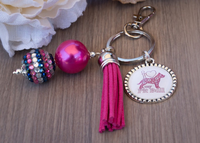 Pit Bull Key Chain Pink Pit Bull Key Chain Dog Key Chain - Etsy