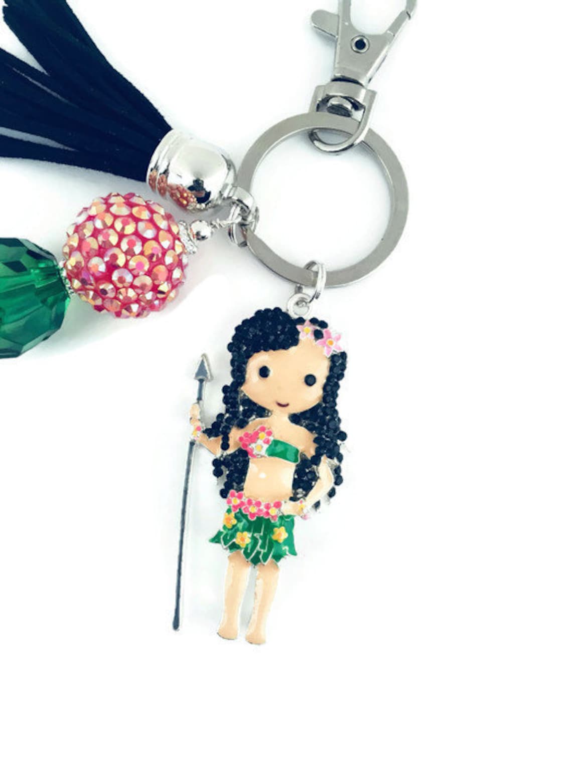 Hawaiian Girl Key Chain Polynesian Girl Key Chain Tropical | Etsy