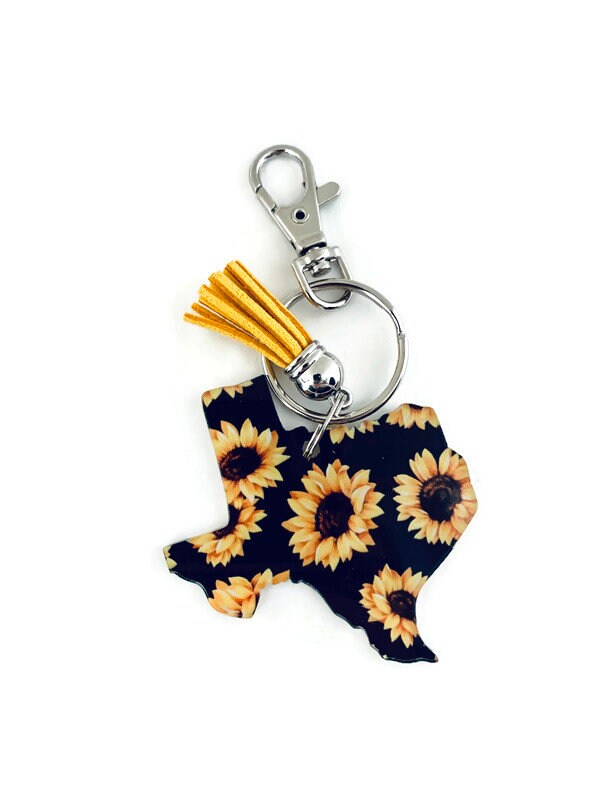 Texas Key Chain State of Texas Key Chain Sunflower Key | Etsy