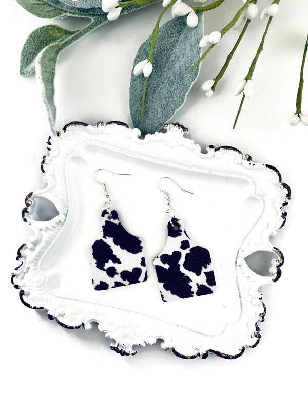 Cow Tag Earrings Cattle Tag Earrings Ear Tag Earrings Cow - Etsy