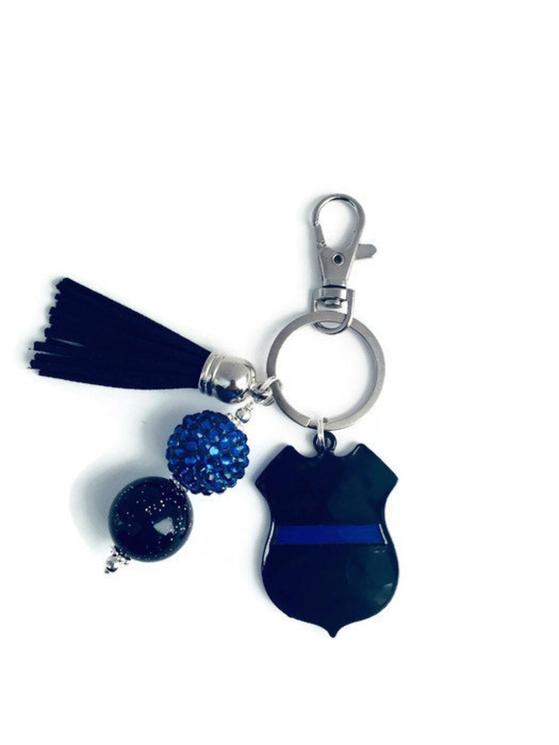Police Key Chain Police Badge Key Chain Thin Blue Line Key | Etsy