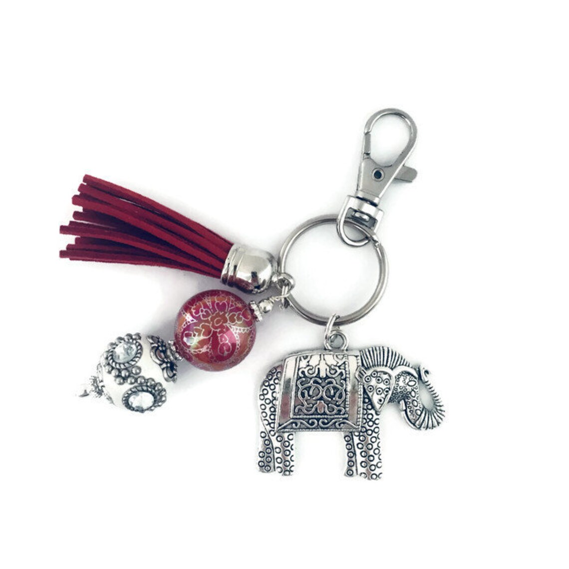 Elephant Key Chain Henna Beads Beaded Key Chain Tassel Key - Etsy