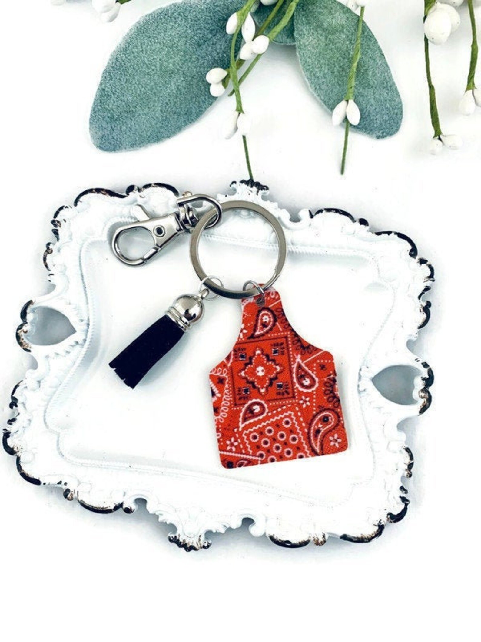 Cow Tag Key Chain Cow Tag Key Fob Cattle Tag Key Chain - Etsy