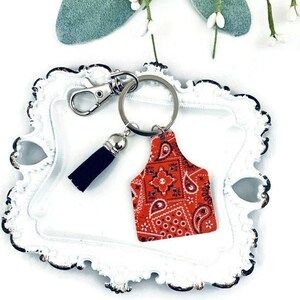 Cow Tag Key Chain Cow Tag Key Fob Cattle Tag Key Chain Stock Show Key ...