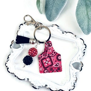Cow Tag Key Chain Cow Tag Key Fob Cattle Tag Key Chain Stock Show Key ...