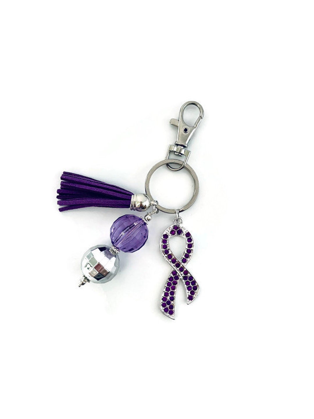 Lipedema Awareness Key Chain Purple Ribbon Alzheimer's Key Chain ...