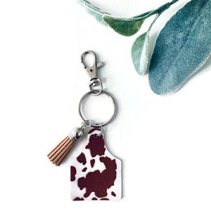 Cow Tag Key Chain Stockshow Key Chain Cow Print Key Chain Cattle Key ...