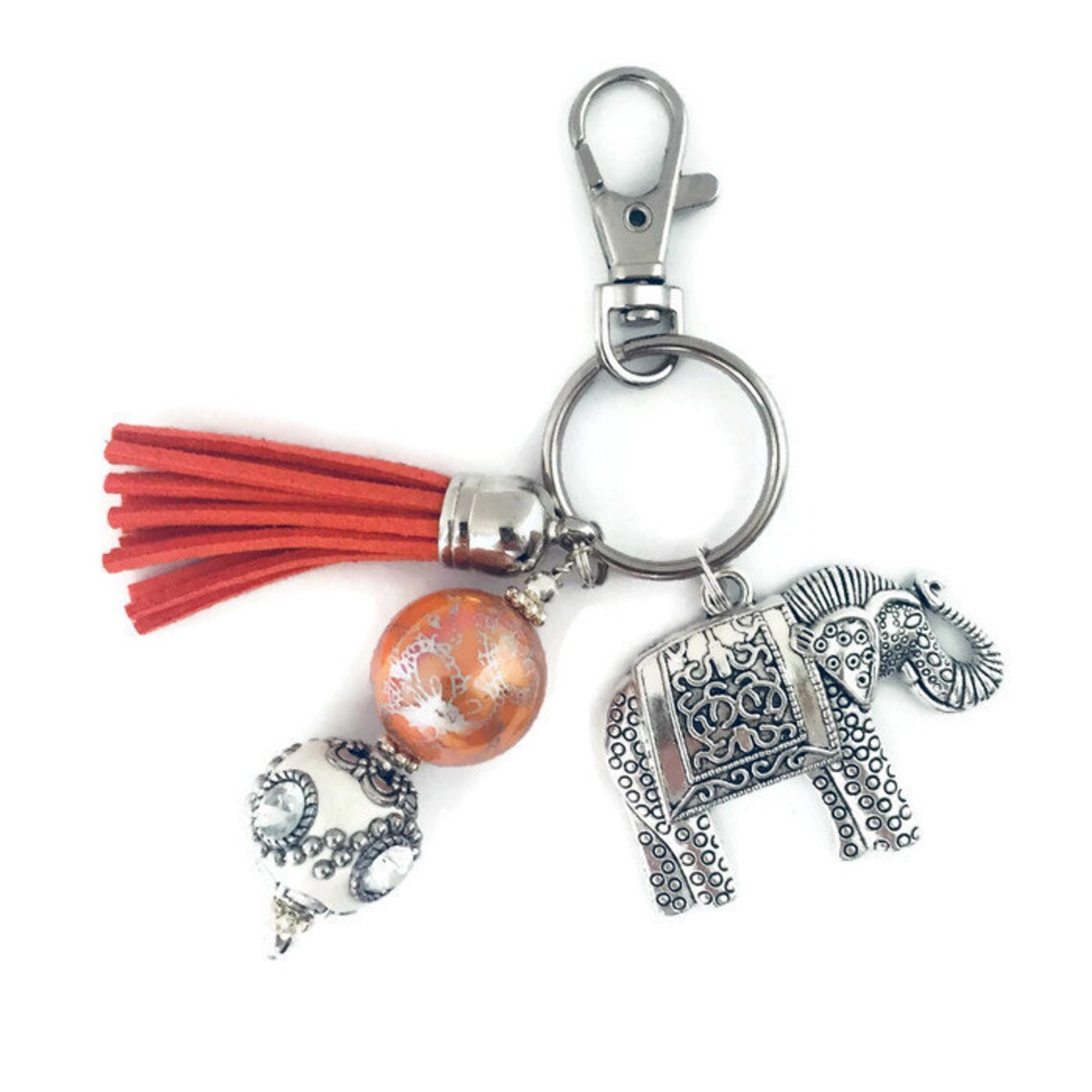 Elephant Key Chain Henna Beads Beaded Key Chain Tassel Key - Etsy