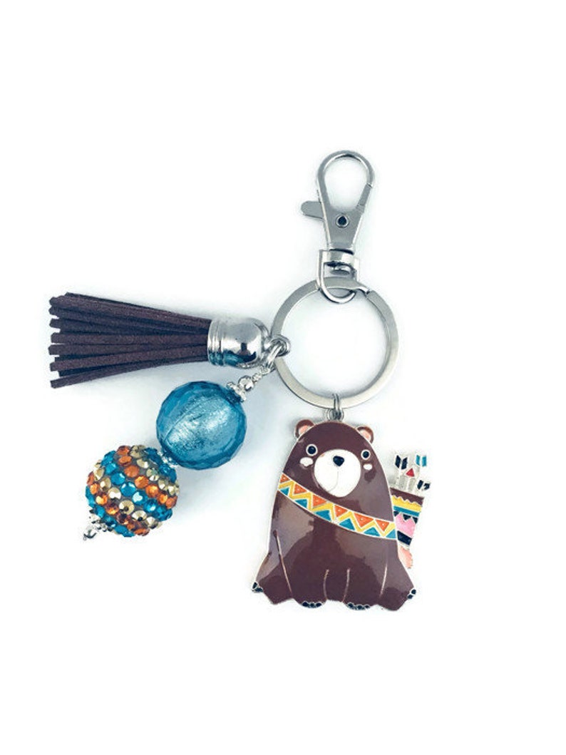 Bear Key Chain Boho Bear Key Chain Woodland Creature Bear - Etsy
