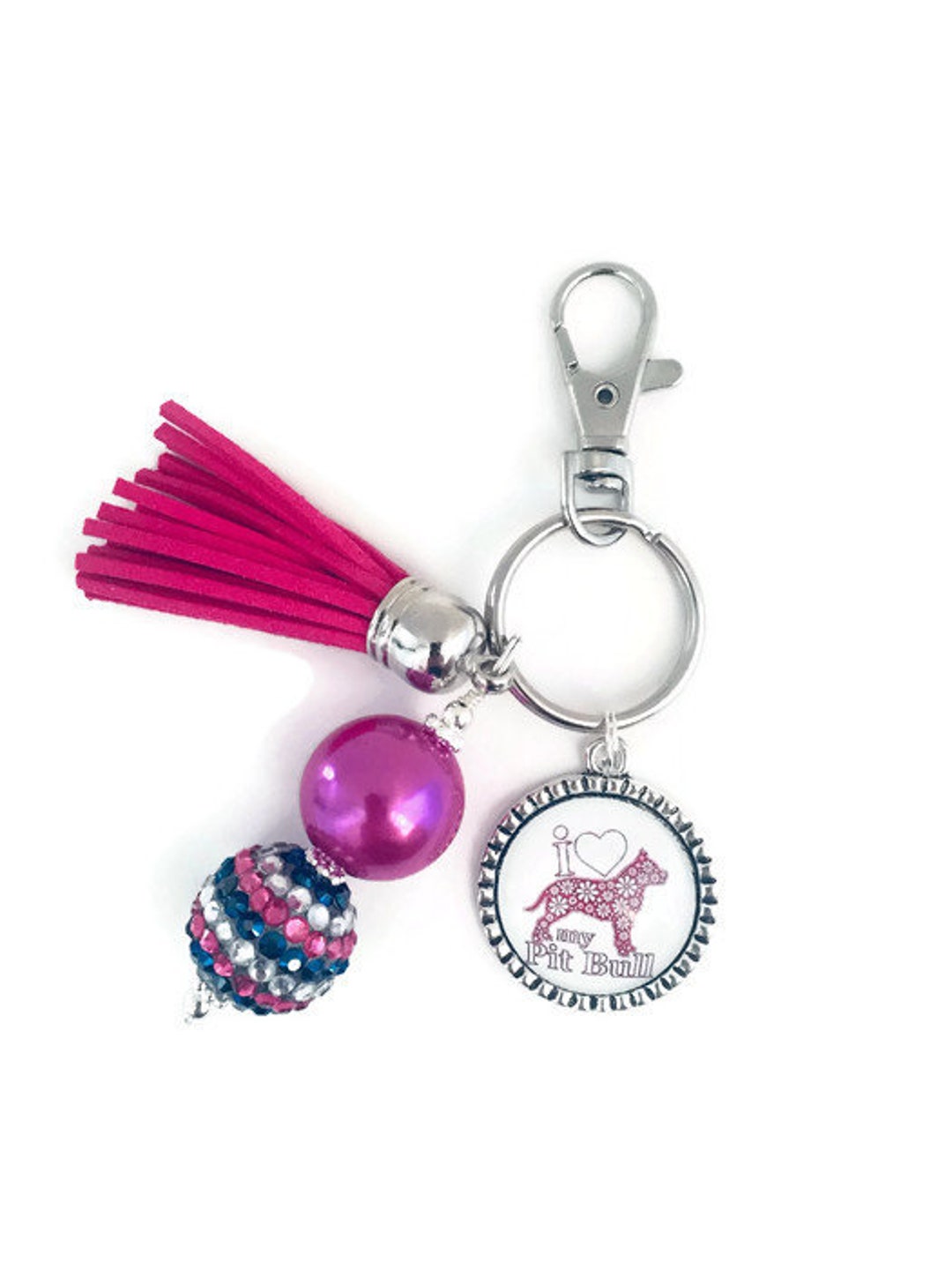 Pit Bull Key Chain Pink Pit Bull Key Chain Dog Key Chain - Etsy