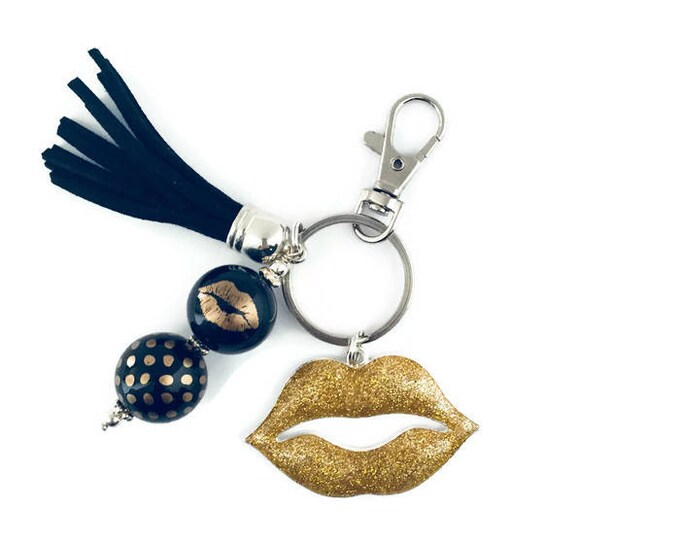 Lips Key Chain Gold Lips Key Chain Gift for Make up Artists - Etsy