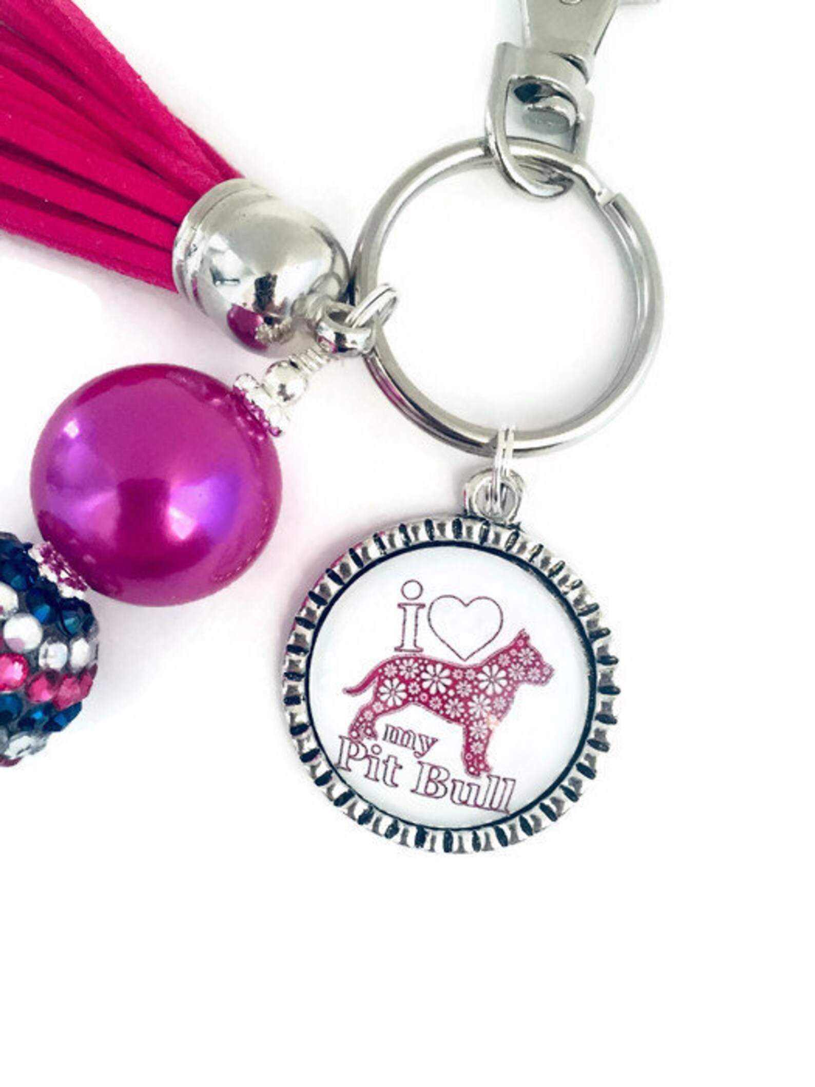 Pit Bull Key Chain Pink Pit Bull Key Chain Dog Key Chain - Etsy
