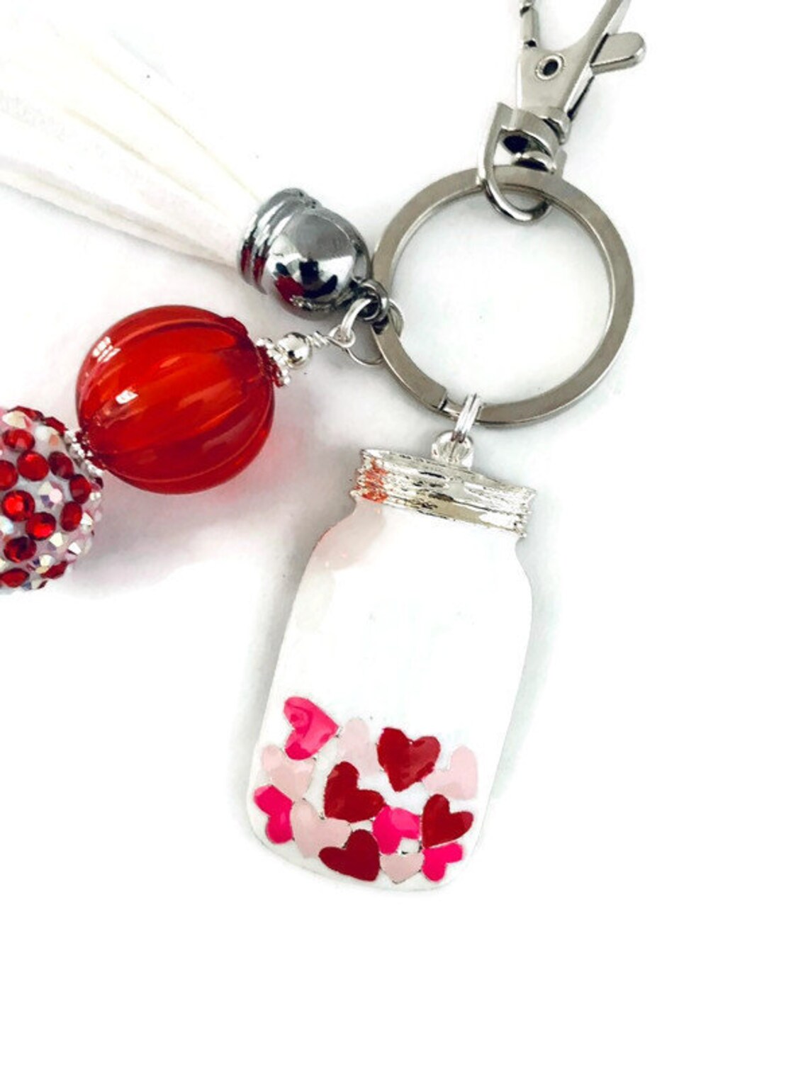 Mason Jar Key Chain Jar of Hearts Key Chain Hearts Key - Etsy