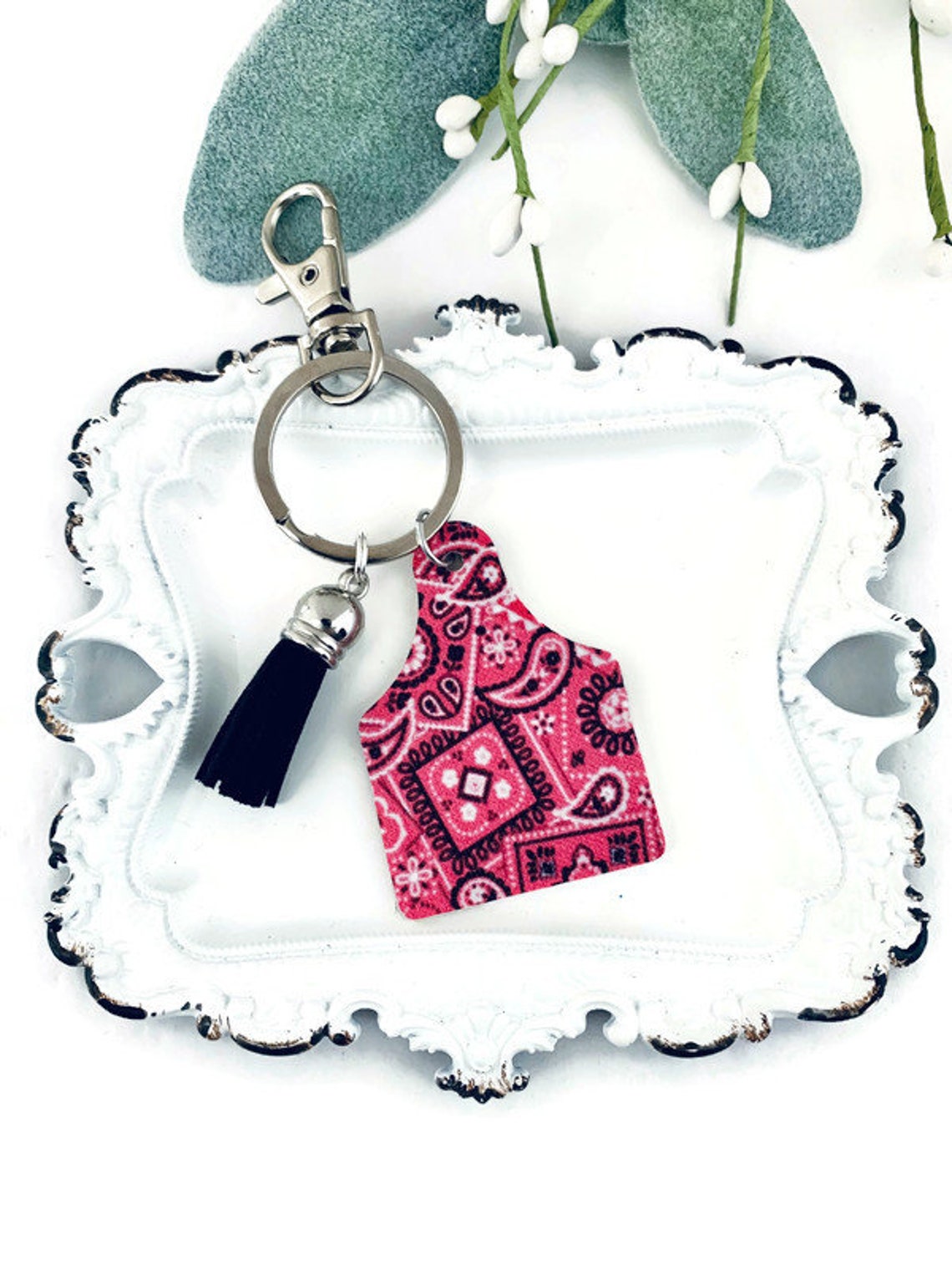 Cow Tag Key Chain Cow Tag Key Fob Cattle Tag Key Chain | Etsy