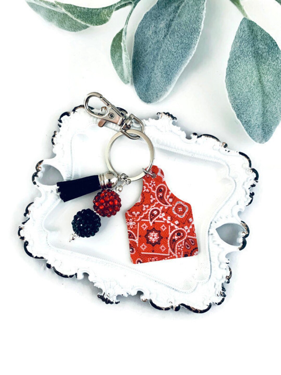 Cow Tag Key Chain Cow Tag Key Fob Cattle Tag Key Chain Stock Show Key ...