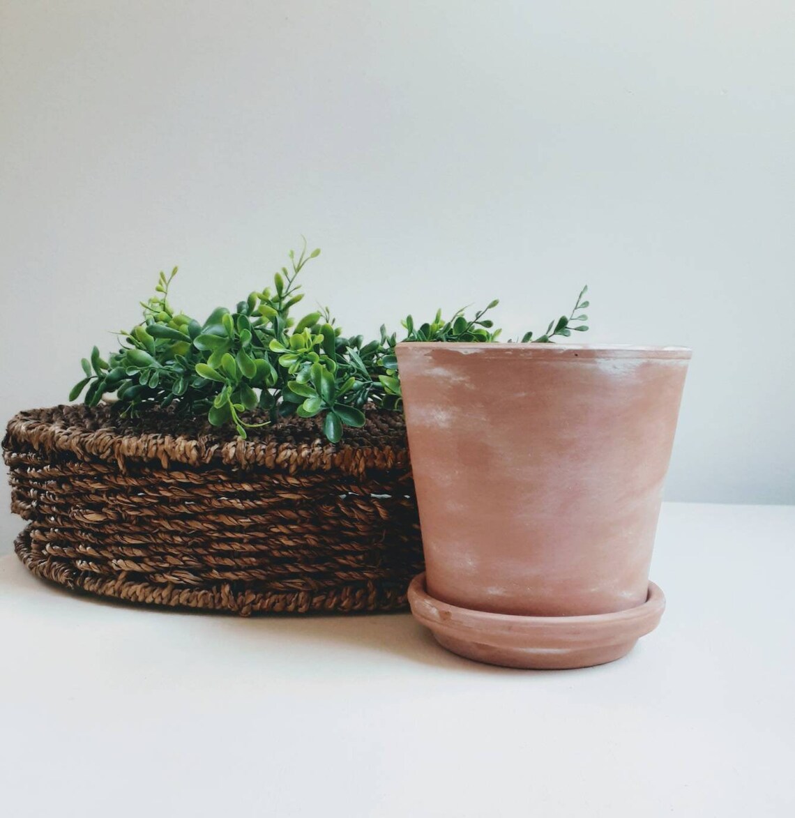 Rustic Aged Terra Cotta Pot and Saucer Herb Planter - Etsy