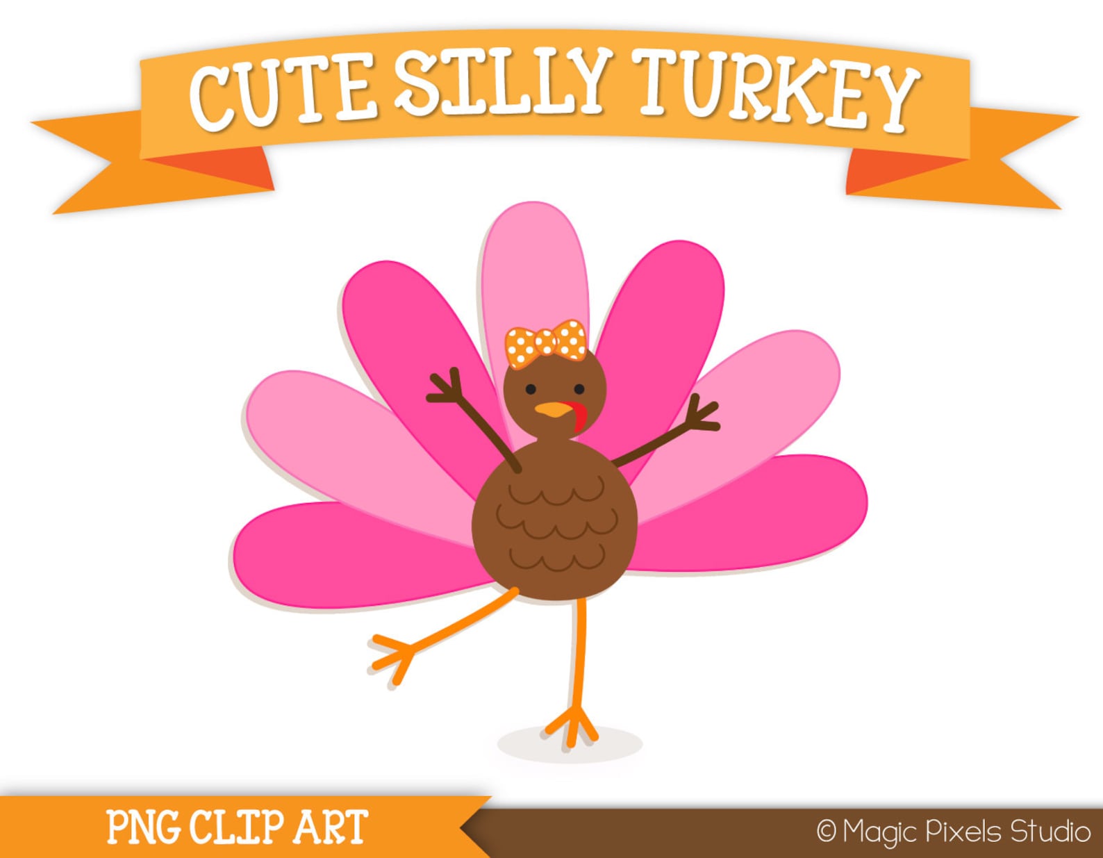 Turkey Clipart Thanksgiving Clipart Cute Turkey Girl - Etsy