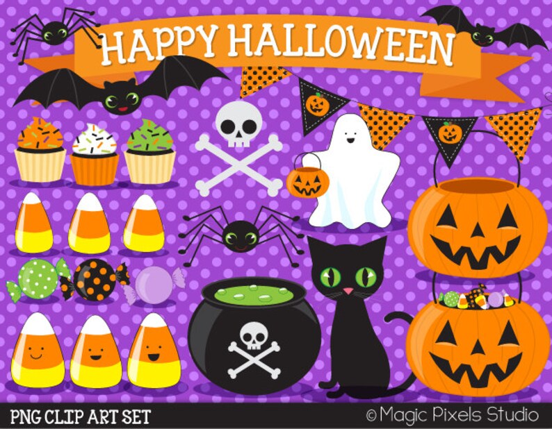 Halloween Clipart Bat Clipart Spider Clipart Candy Corn - Etsy