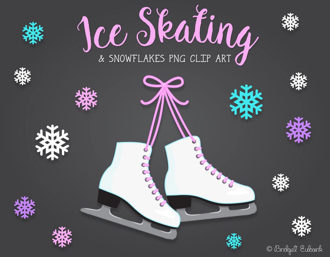 PRINTABLE PNG File, Ice Skating Clipart, Ice Skates Clipart, Snowflakes ...