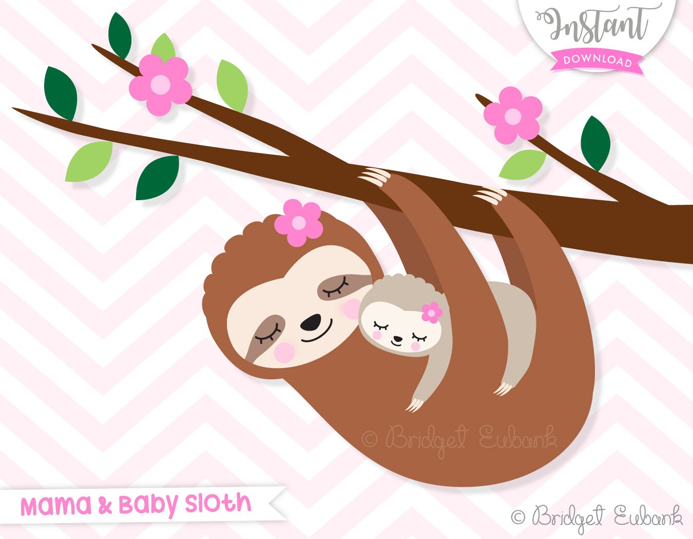 Sloth clipart baby sloth clipart sloth clip art baby | Etsy