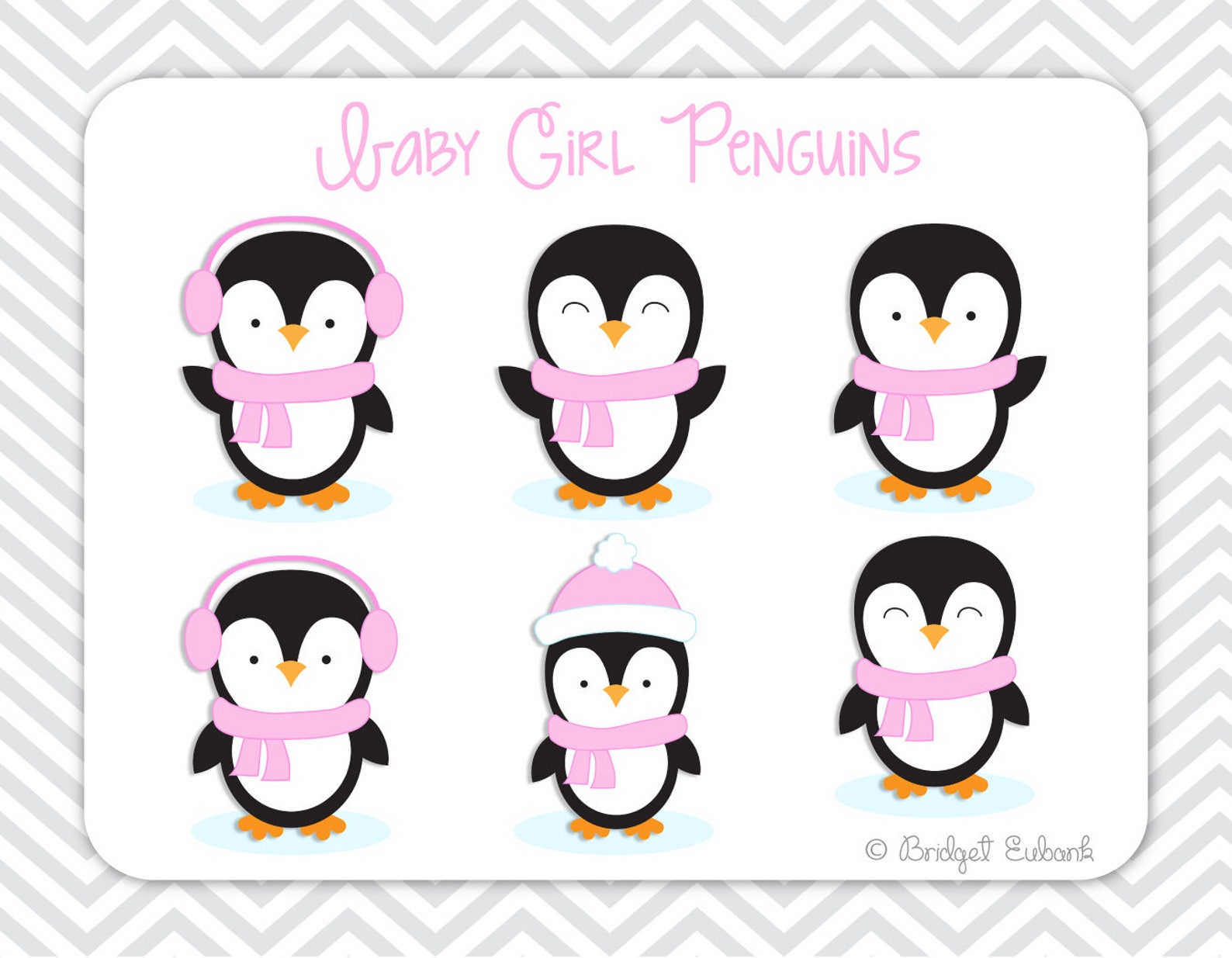 Penguin Clipart Girl Penguins Clipart baby penguin clipart | Etsy
