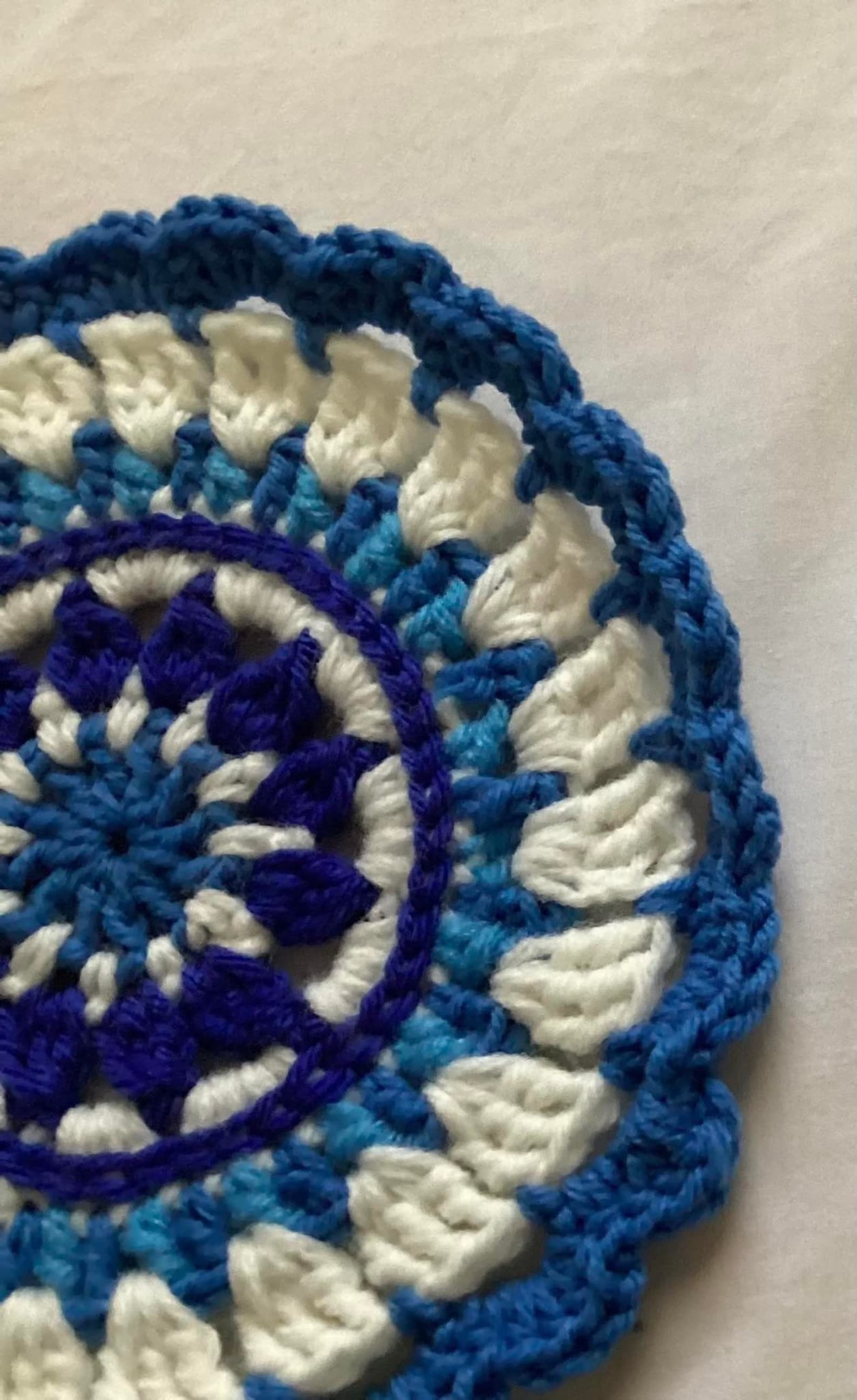Blue and White Crochet Mandala, Pair of Crochet Blue Mandala - Etsy