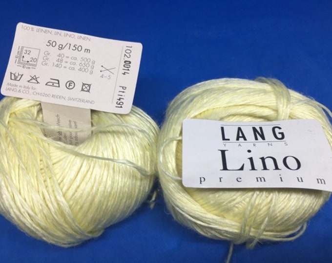 Lang Yarns, Lino Premium, Linen Yarn, 14 Lemon, Set of 2 Balls - Etsy