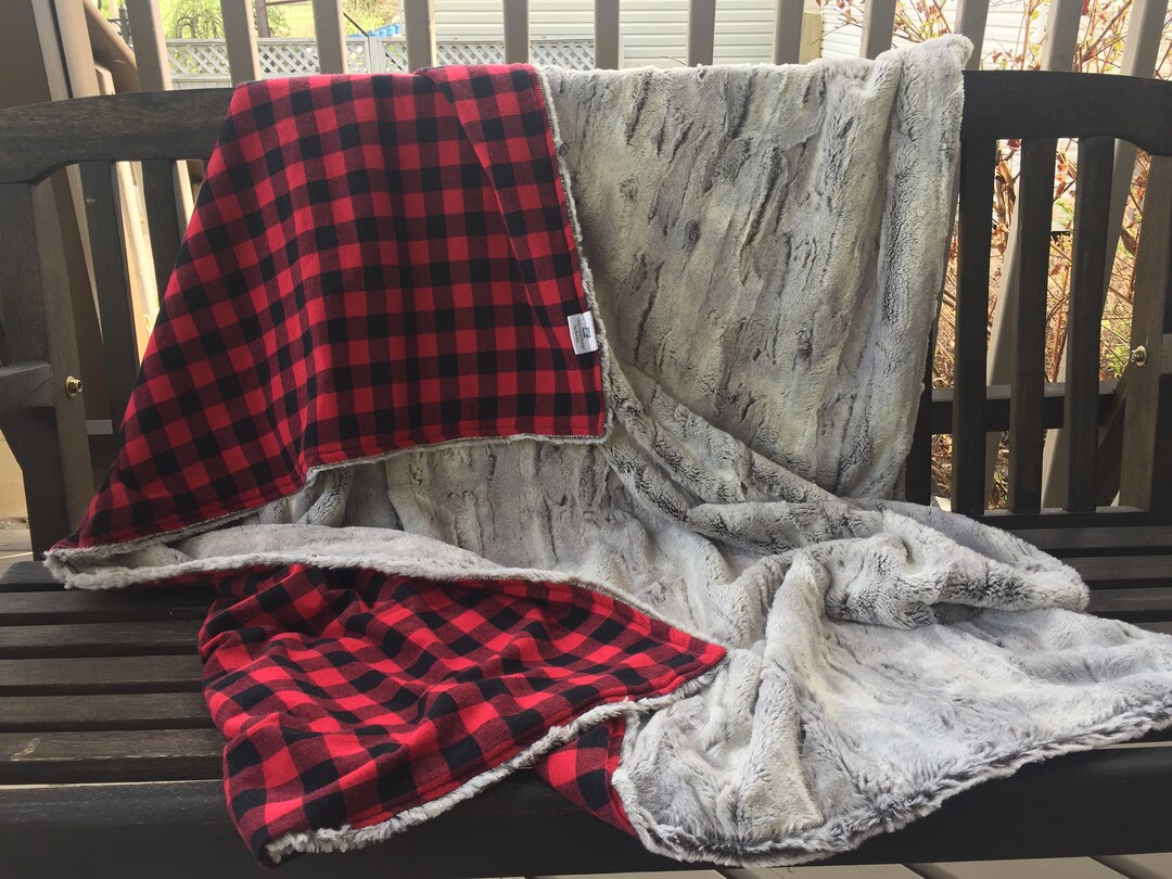 Buffalo Plaid & Minky Blanket / King / Queen / Double / Twin - Luxury ...