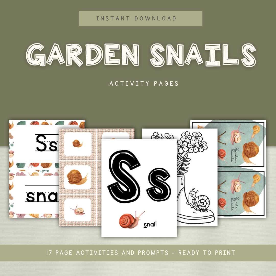 Garden Snails Preschool Activity Pages - Etsy