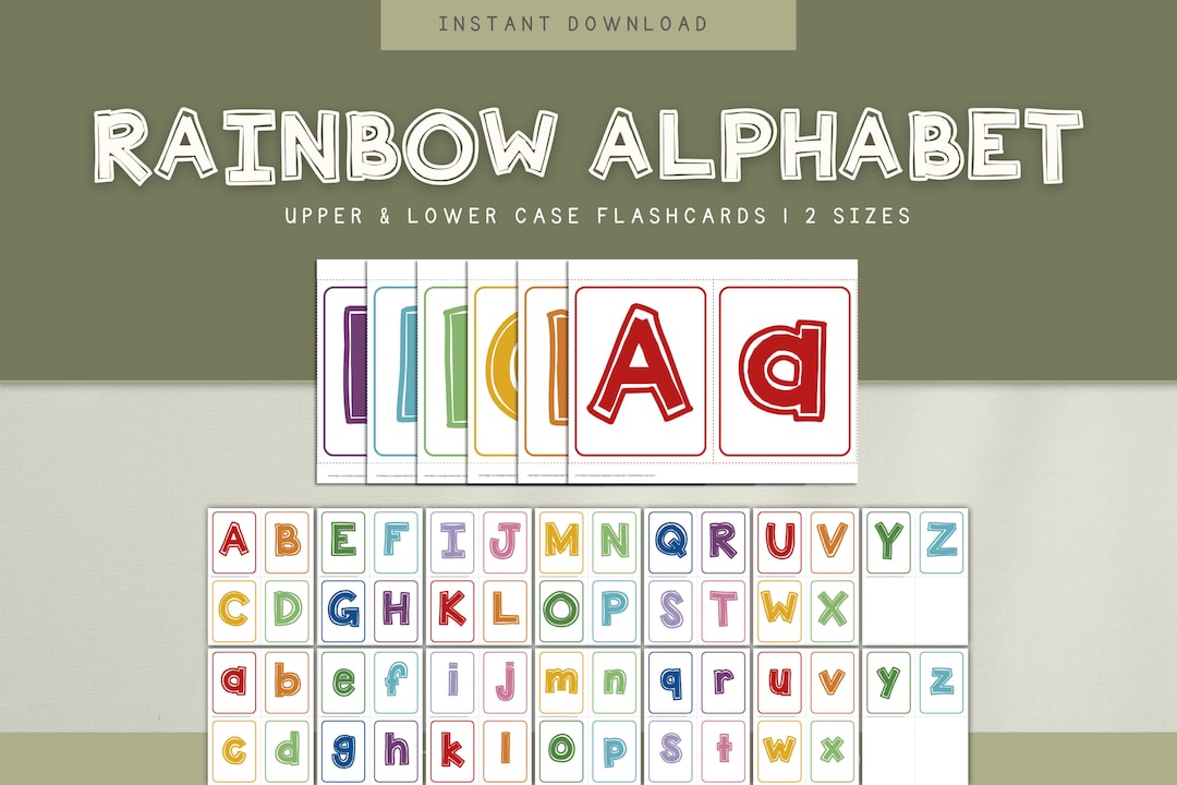 Rainbow Alphabet Flashcards Digital Download - Etsy