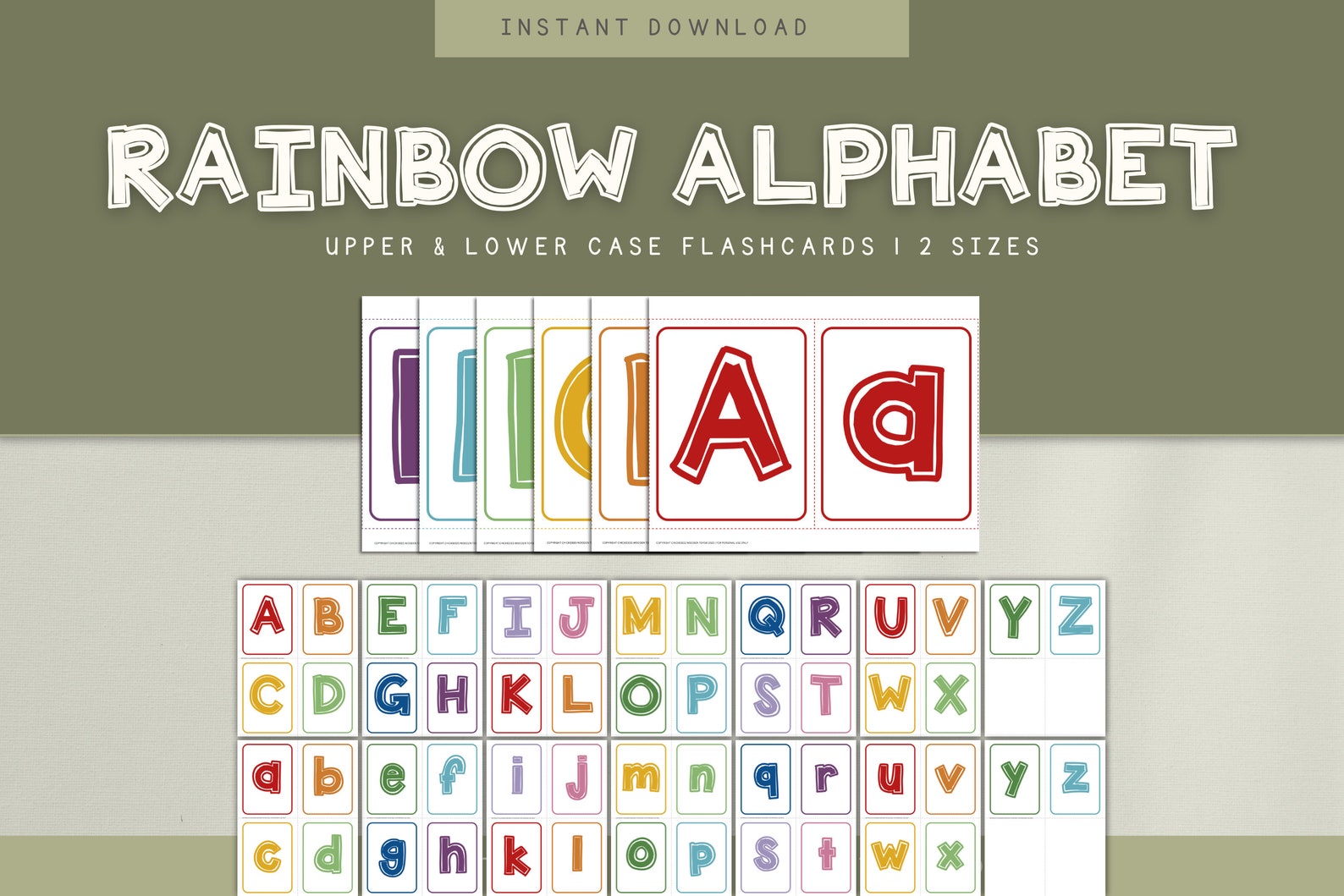 Rainbow Alphabet Flashcards Digital Download - Etsy