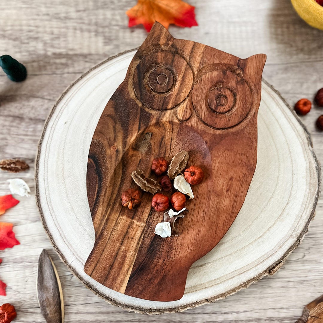 Acacia Wood Owl Tray - Etsy
