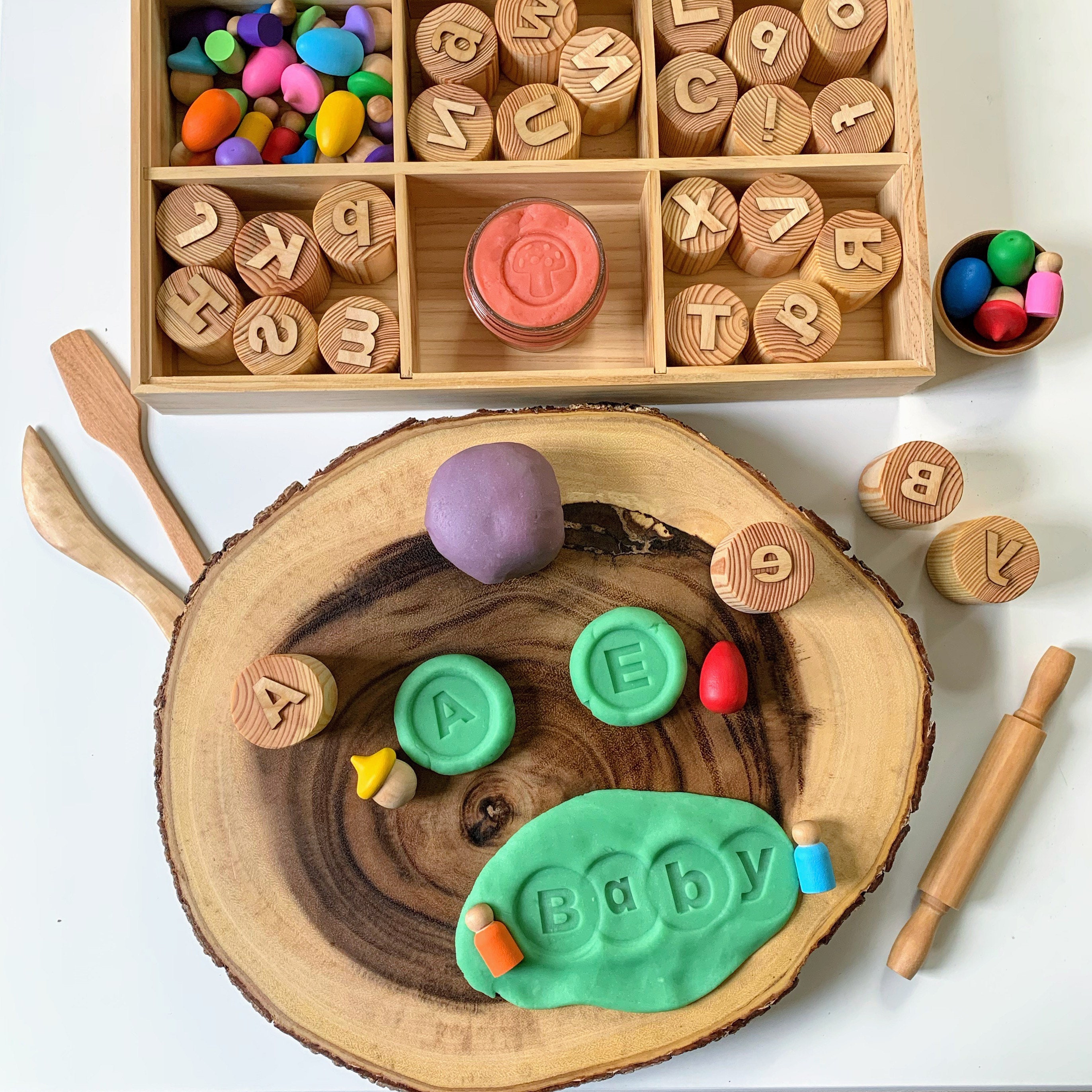 Double Sided Alphabet Play Dough Stamps