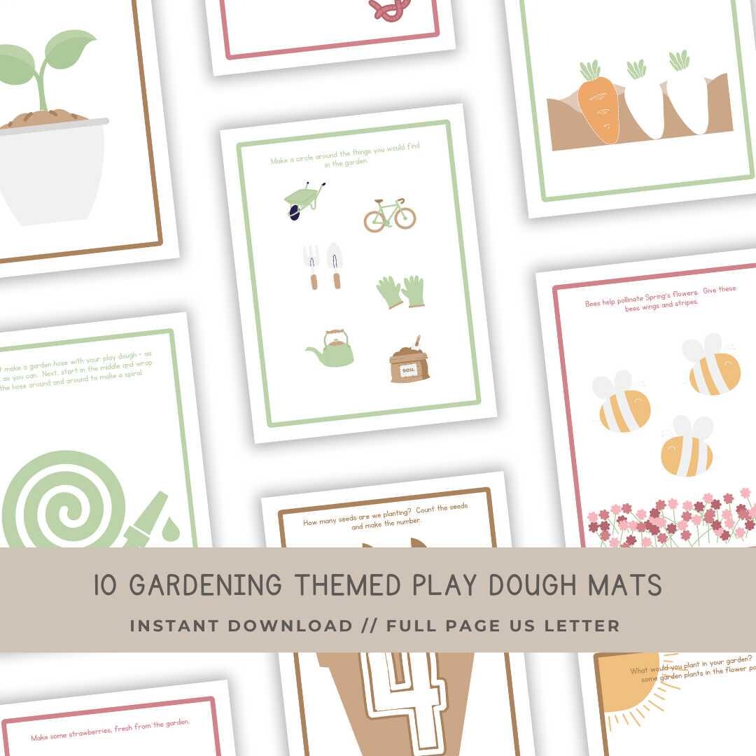 10 Gardening Themed Play Dough Mats - Digital Download - Etsy